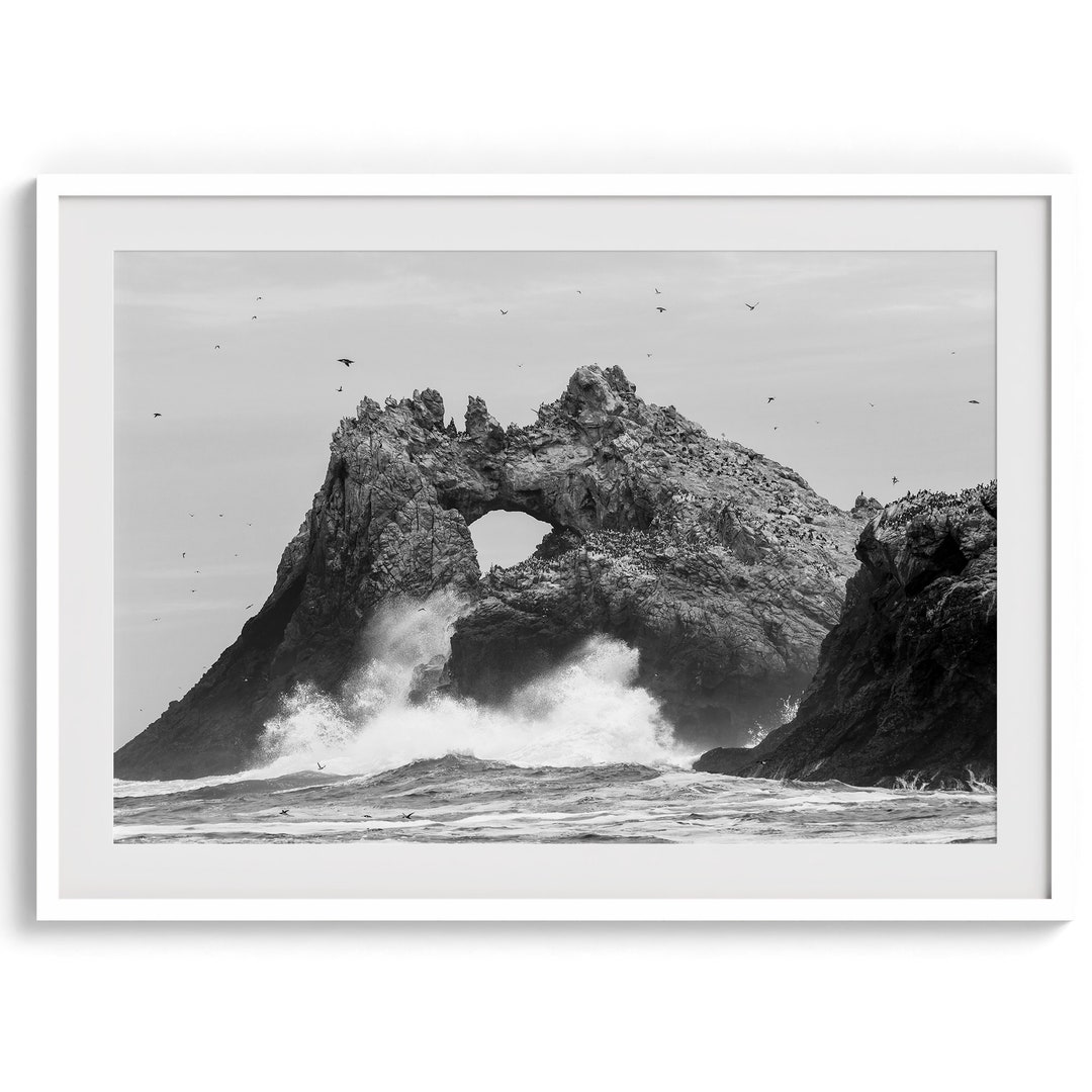 Black and White Ocean Surf Fine Art Photography Print PNW Beach Wall ...