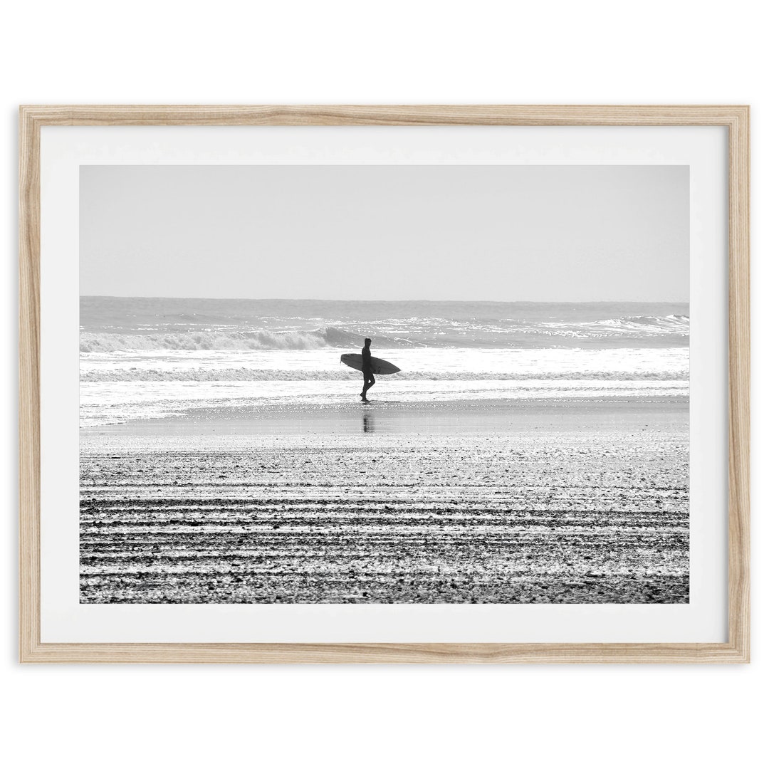 Lone Surfer Fine Art Photography Print Minimalist Black and White Beach ...