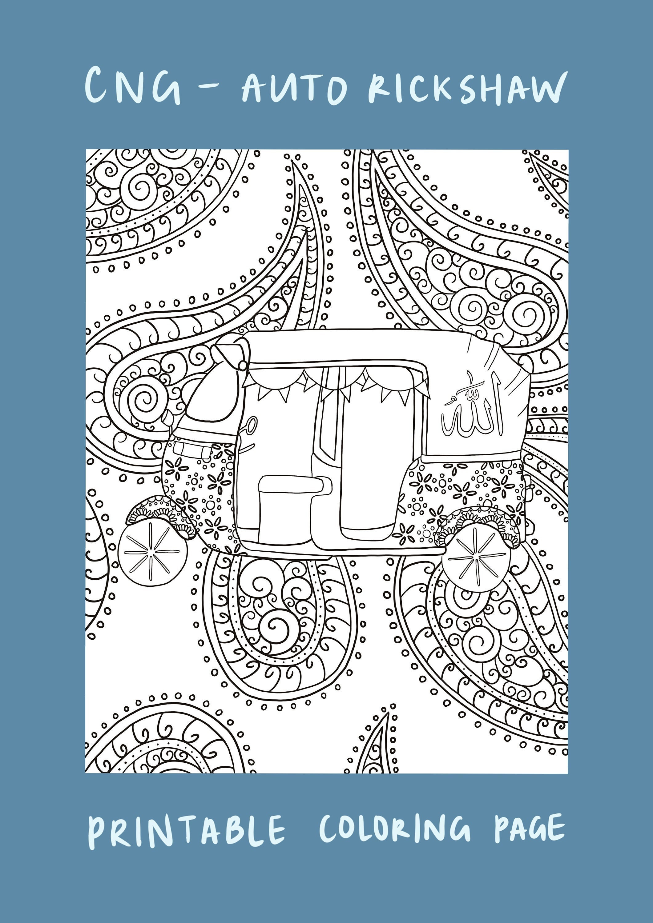 Auto Rickshaw | CNG | South Asian Art | Islamic Printable | Children's ...