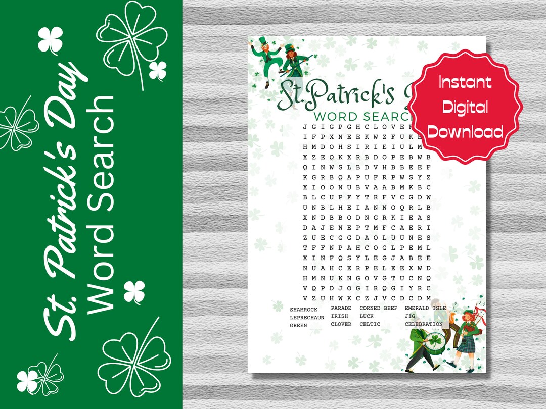 St. Patrick's Day Word Search School Printable Irish Games Fun St ...