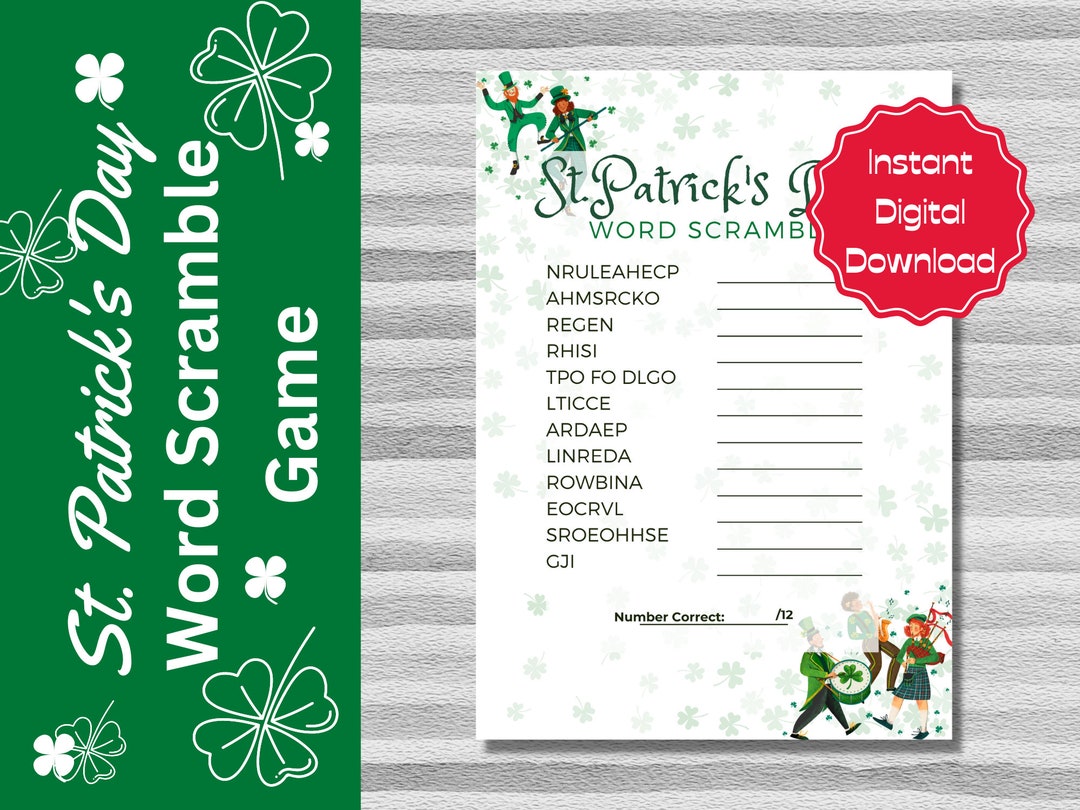 St. Patrick's Day Word Scramble | School Printable | Irish Games | Fun ...
