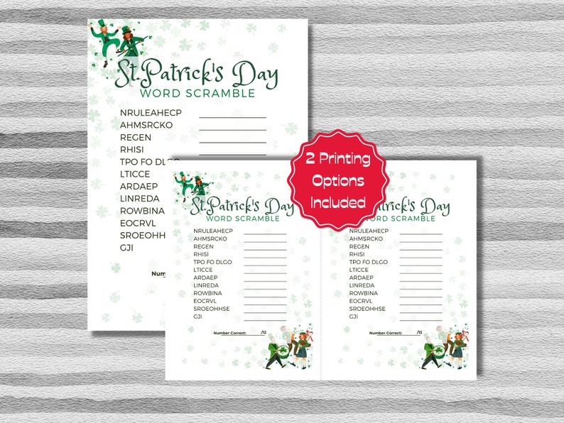 St. Patrick's Day Word Scramble | School Printable | Irish Games | Fun ...