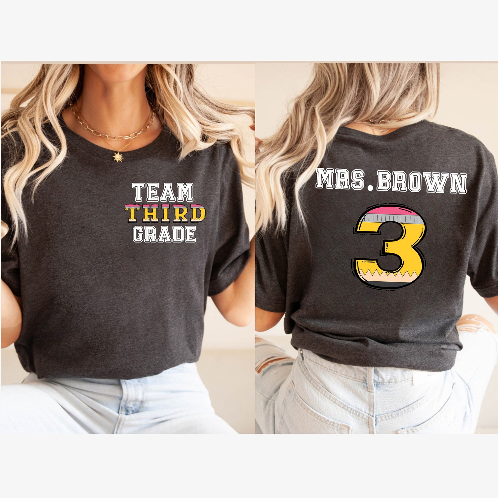 Third Grade Teacher Shirt: Back to School Cotton Tee - Etsy