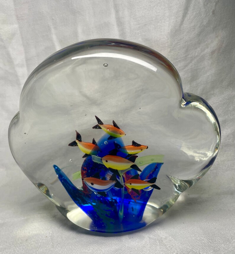 Moreno Style Fish Tank Bowl Paperweight Suncatcher 4 Fish on Front 3 ...