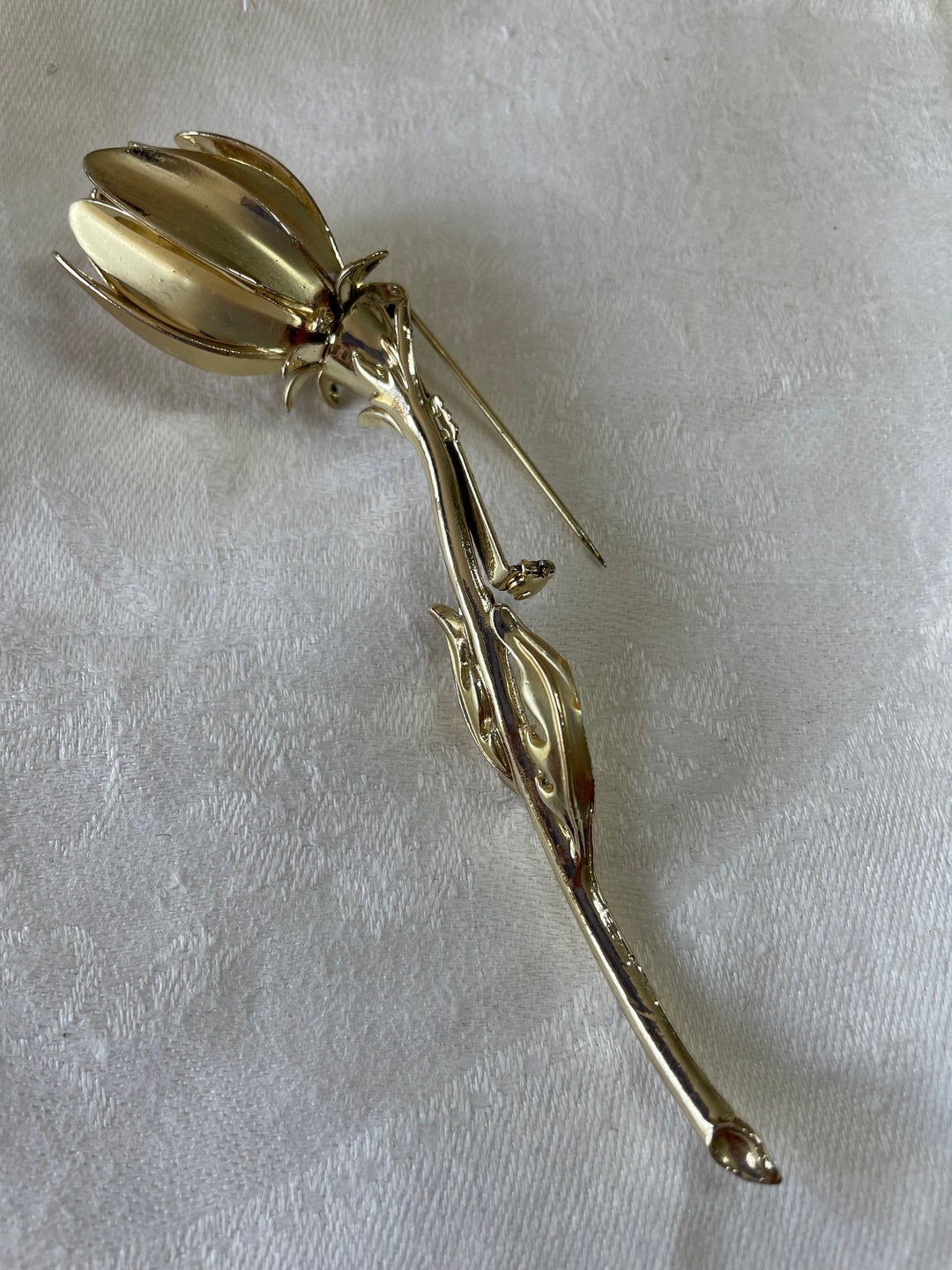 1950 Gold Blazer Lapel Rose Brooch / Pin 5” EC Vintage - Etsy