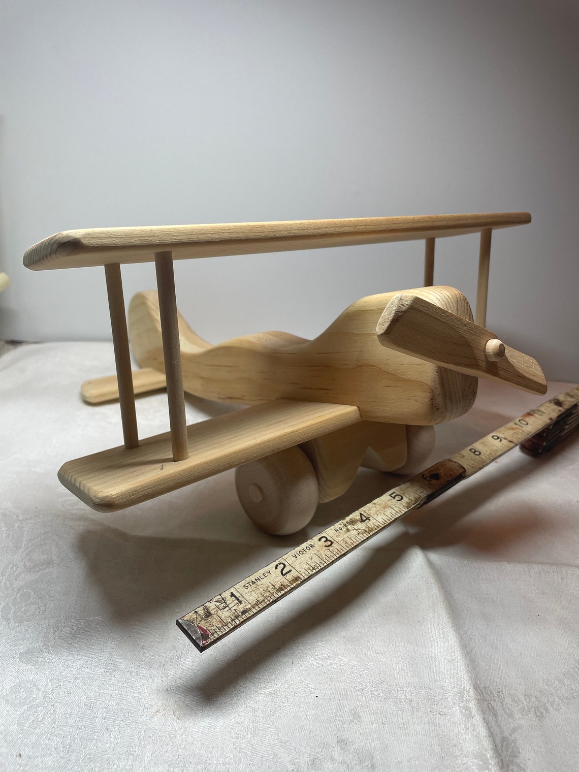 Wood Hand Crafted in Maine Toy Propeller Bi Plane 14” Long 8” Tall - Etsy
