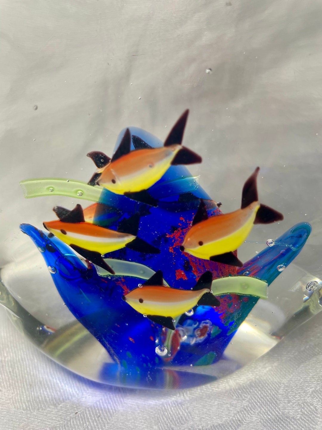 Moreno Style Fish Tank Bowl Paperweight Suncatcher 4 Fish on Front 3 ...