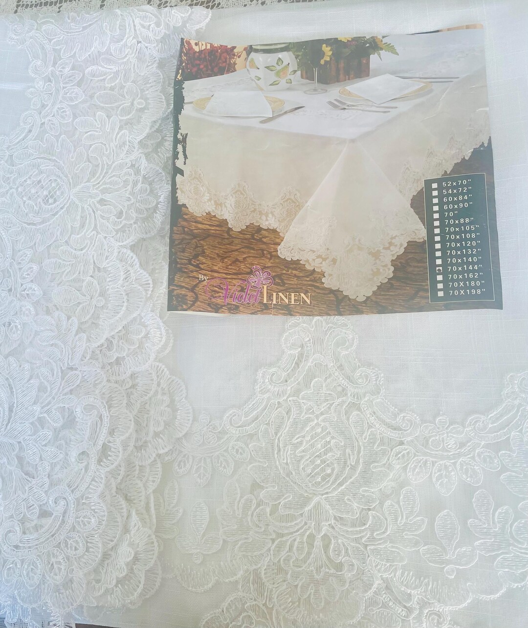 Imperial Table Cloth Formal White White Polyester Vintage EC 144” X 70 ...
