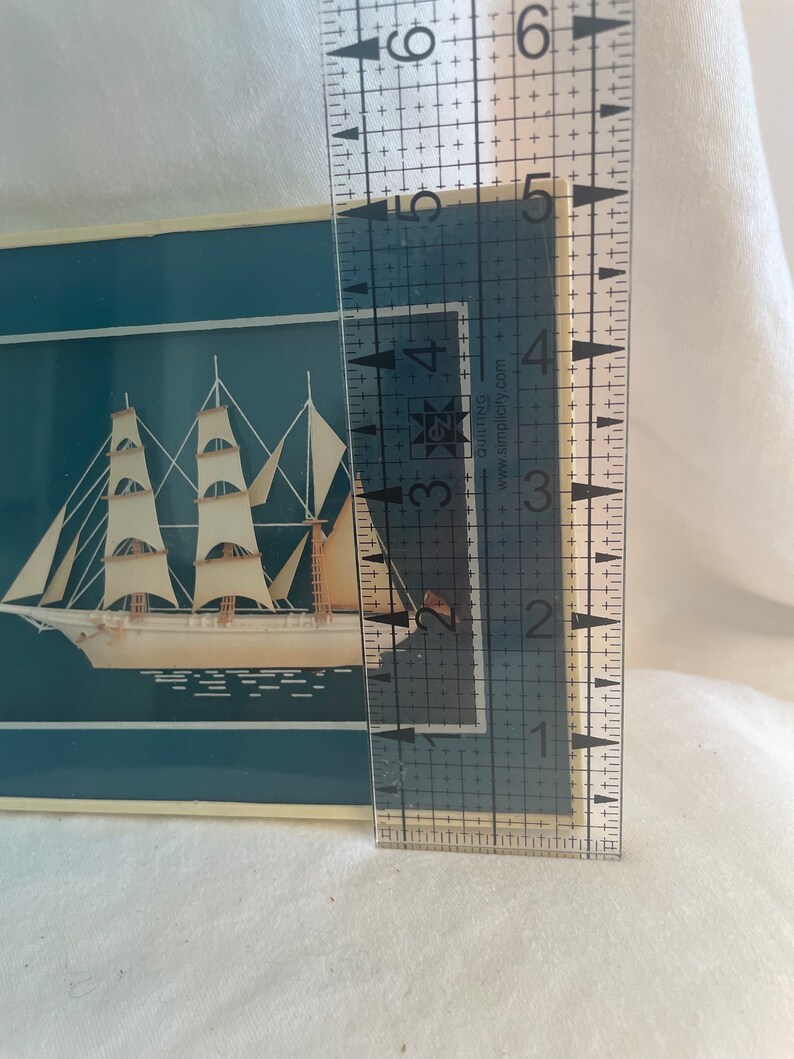 3D Shawdow Box Tall Ship Made of Cork and Wood Blue Mat and Orginal ...