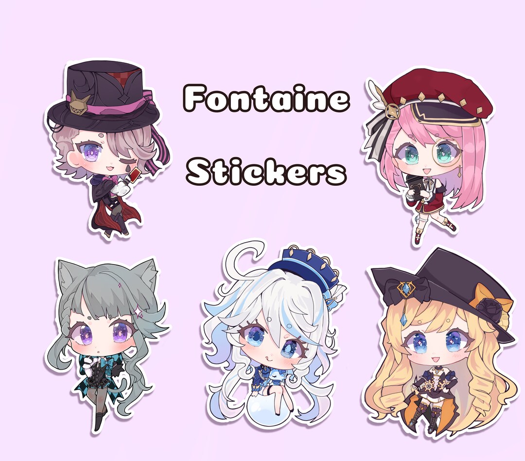 Genshin Impact Fontaine Chibi Stickers Furina, Navia, Lyney, Lynette ...