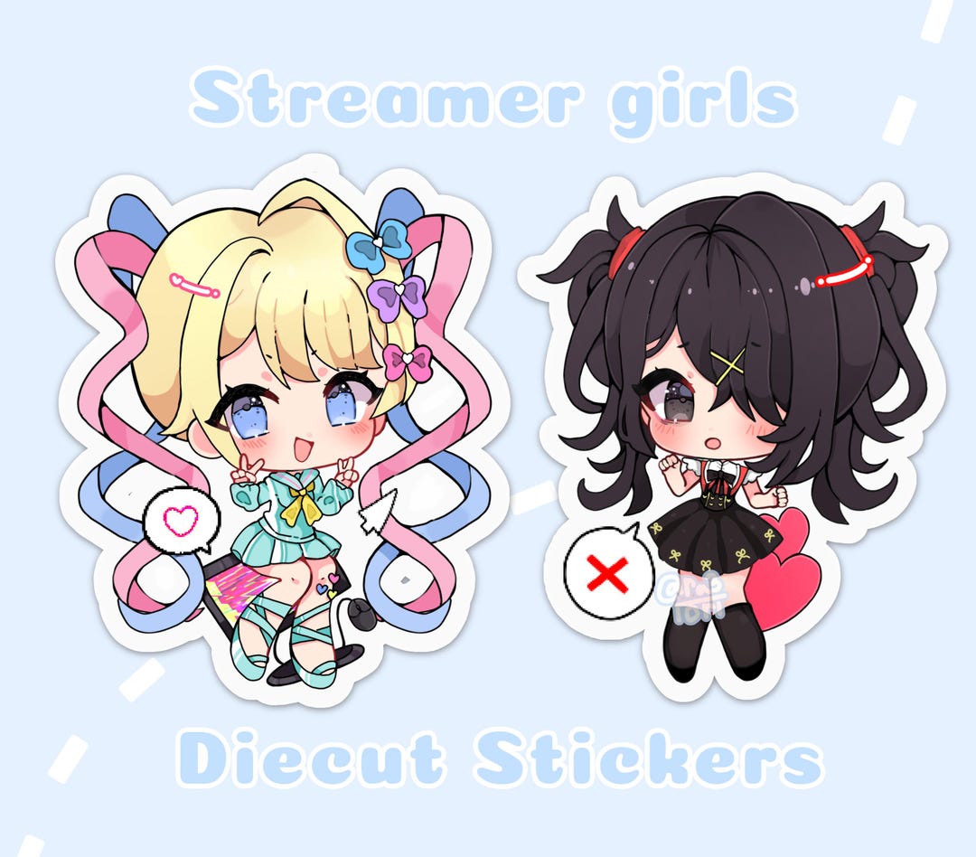 Cute Streamer Girl Stickers, Ame Kangel Cute Artwork Anime Style ...