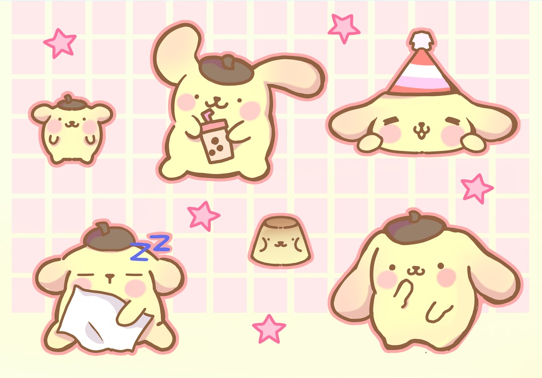 Pom Pom Purin Sticker Sheet Sanrio Cute Kawaii Style Stickers - Etsy