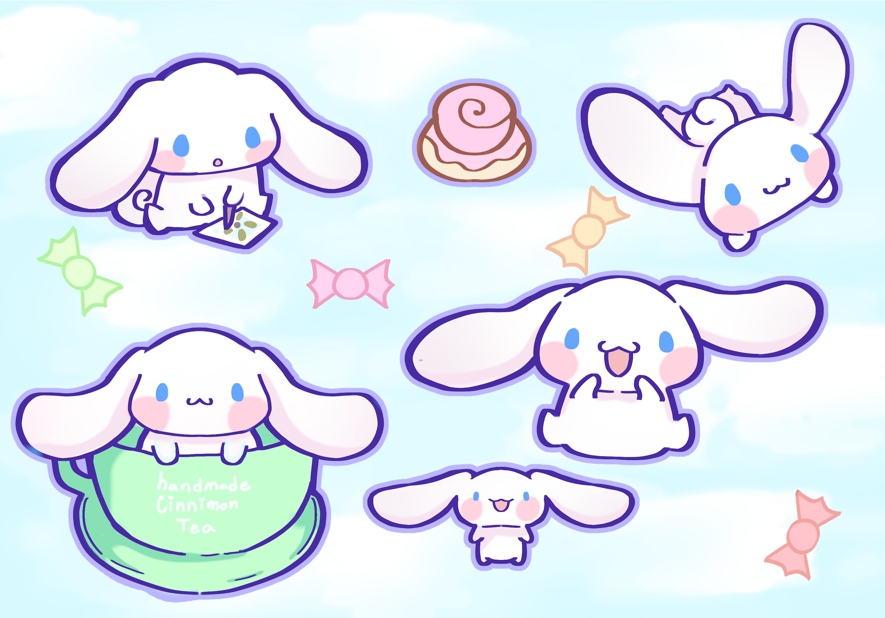 Cinnamon Roll Stickers Sheet Sanrio Cute Kawaii Art Hello - Etsy