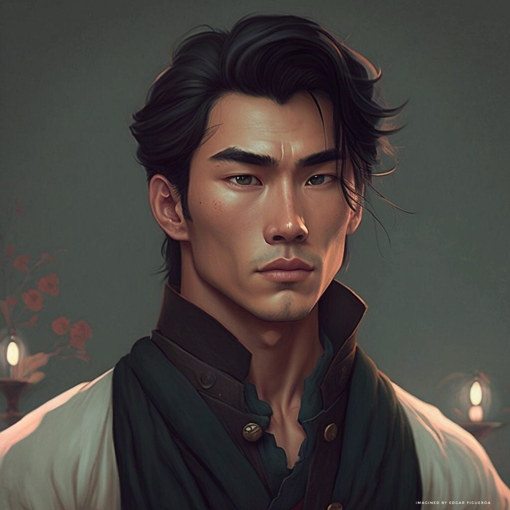 Handsome Traditional Asian Man Digital AI Art Printable - Etsy