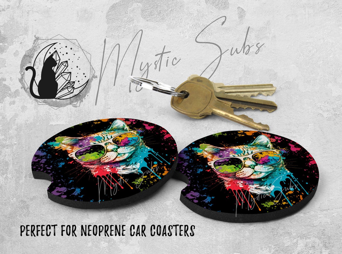 Cat Car Coaster Png Bundle Cat Lover Coaster Designs Kitten - Etsy