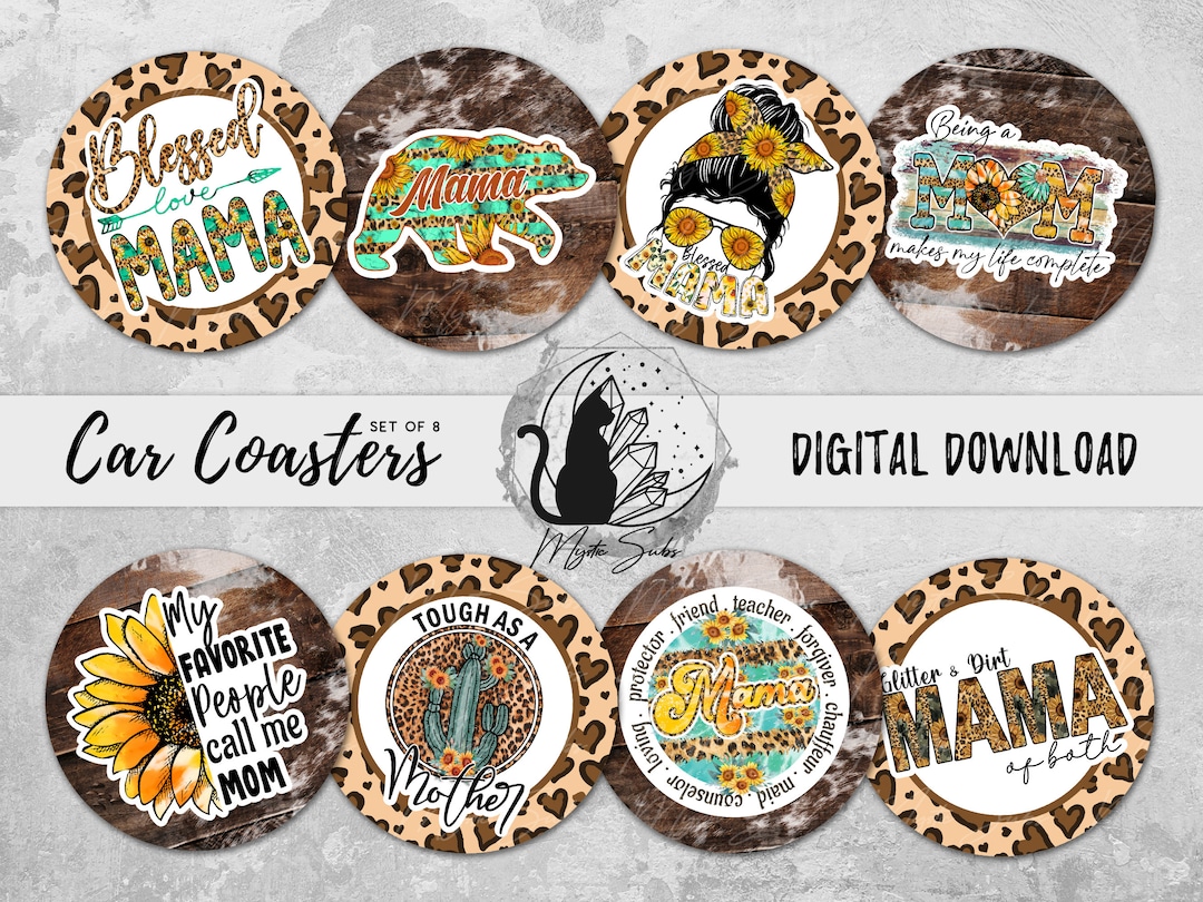 Mom Car Coaster Png Bundle, Mama Coaster Designs, Mother Sublimation ...