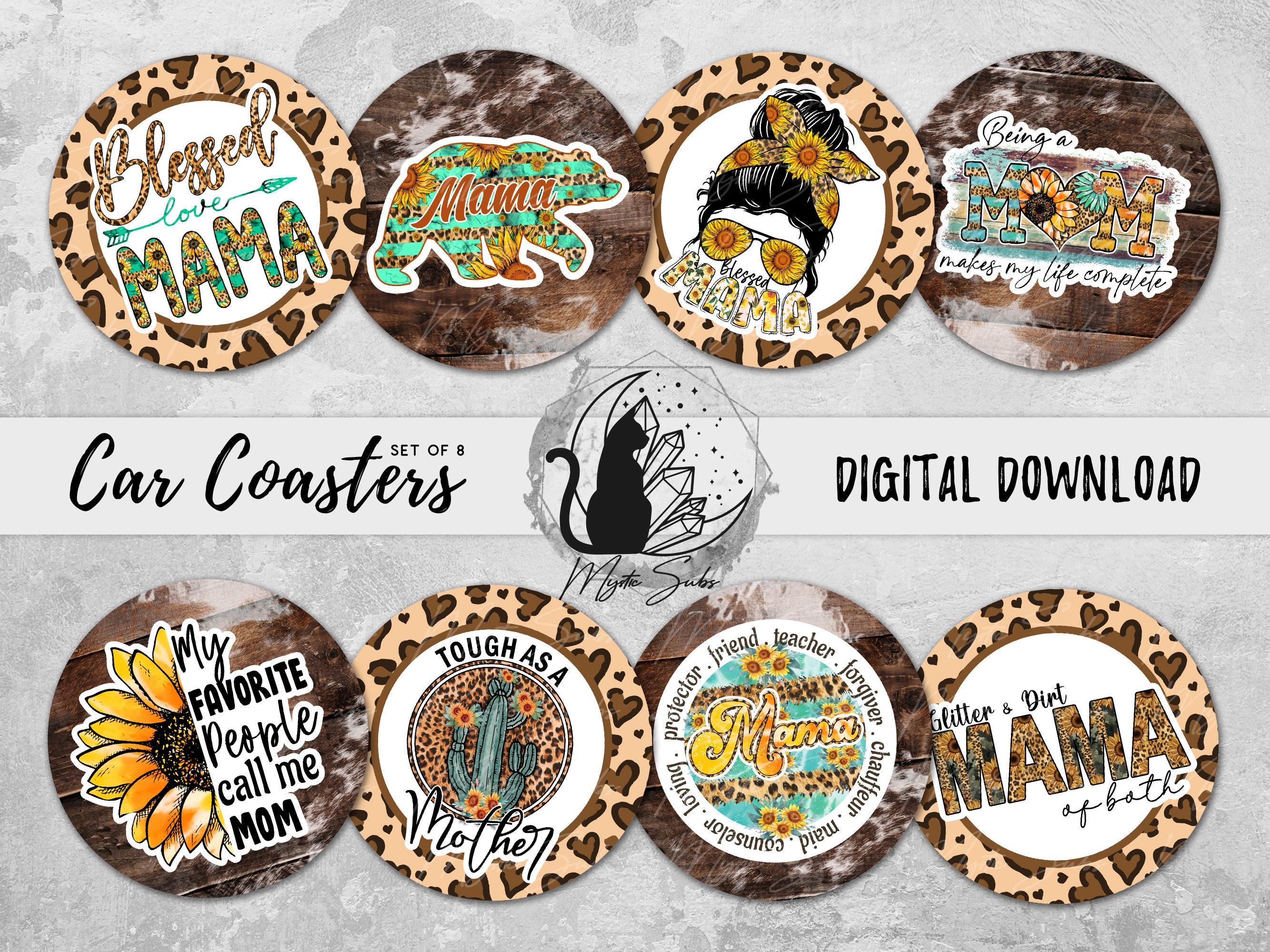 Mom Car Coaster Png Bundle Mama Coaster Designs Mother - Etsy