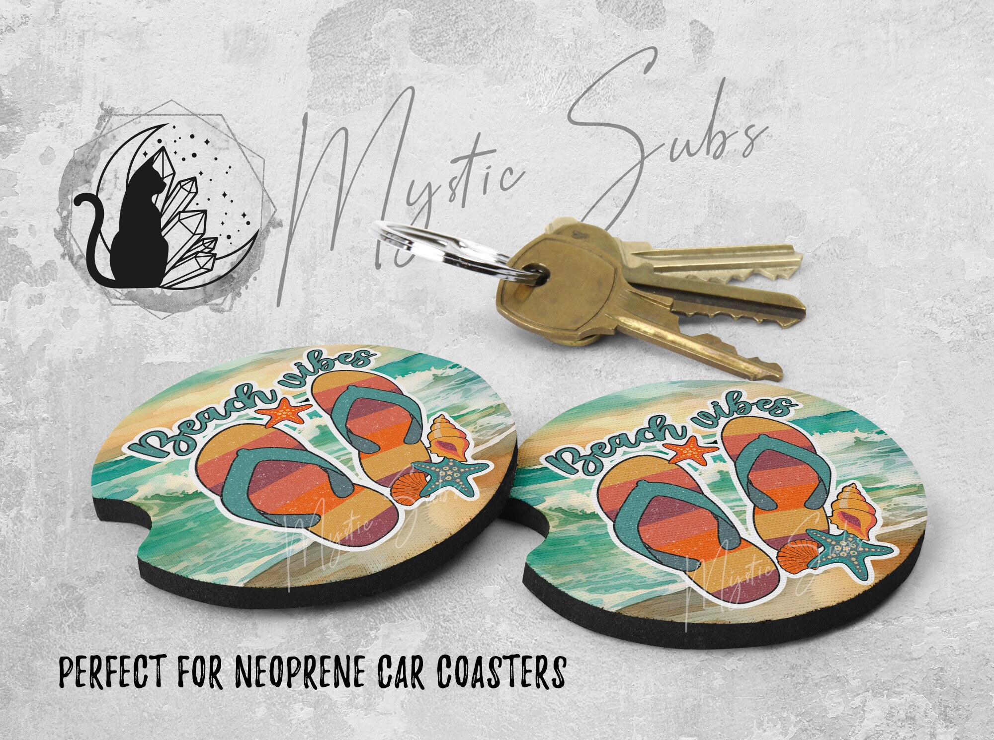 Summer Car Coaster Png Bundle, Beach Theme Coaster Designs, Sun & Sand ...