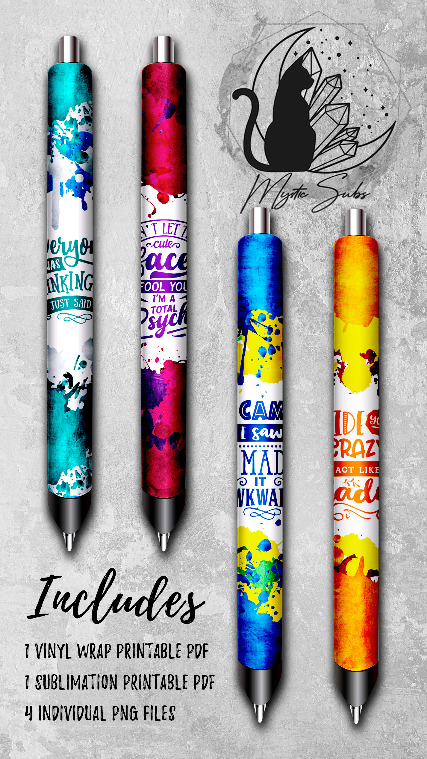 Funny Pen Wrap Png Bundle, Sarcastic Vinyl Pen Wrap Designs, Snarky ...