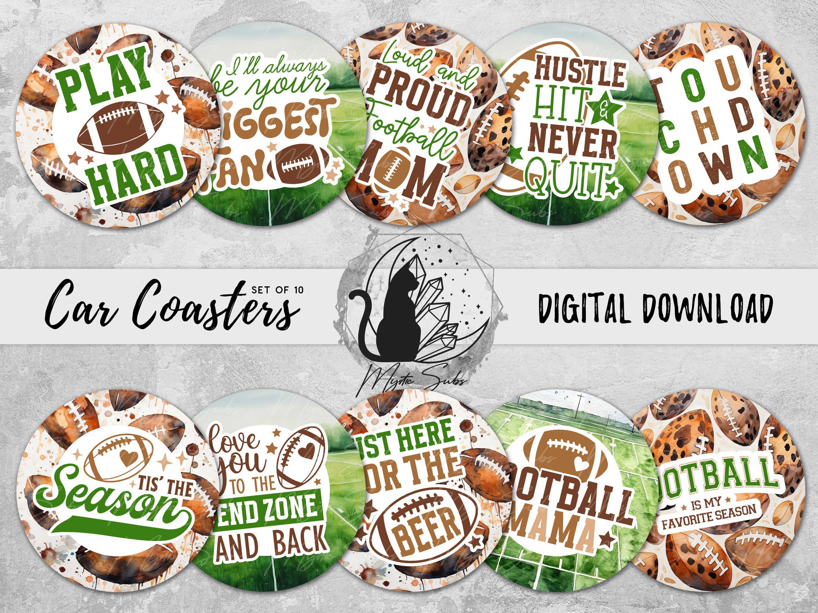Football Car Coaster Png Bundle, Sports Coaster Designs, Retro ...