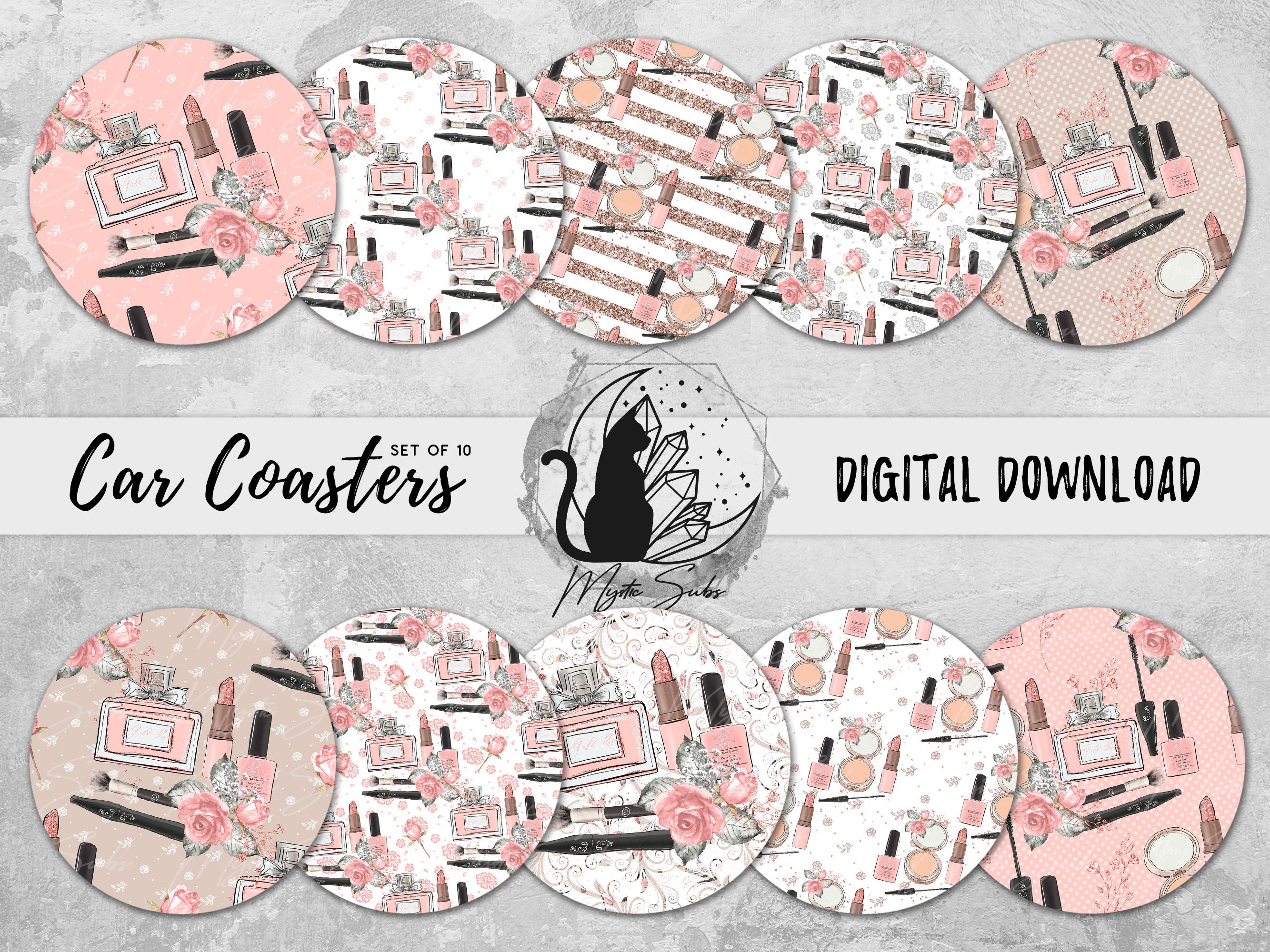 Makeup Car Coaster Png Bundle, Beauty Coaster Designs, Fashion ...