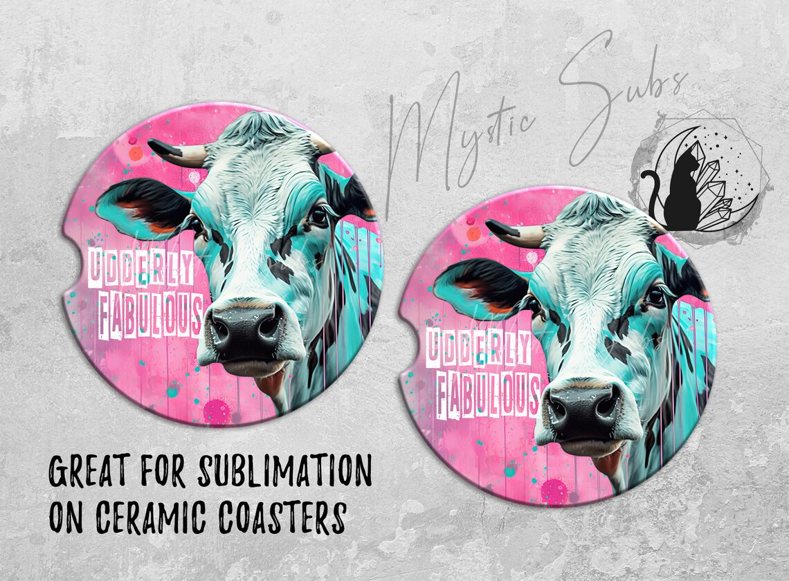 Cow Car Coaster Png Bundle, Heifer Theme Coaster Designs, Farmer ...