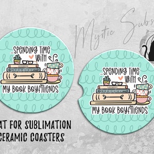 Book Coaster Png Bundle, Book Nerd Gift Coaster Design, Book Lover ...