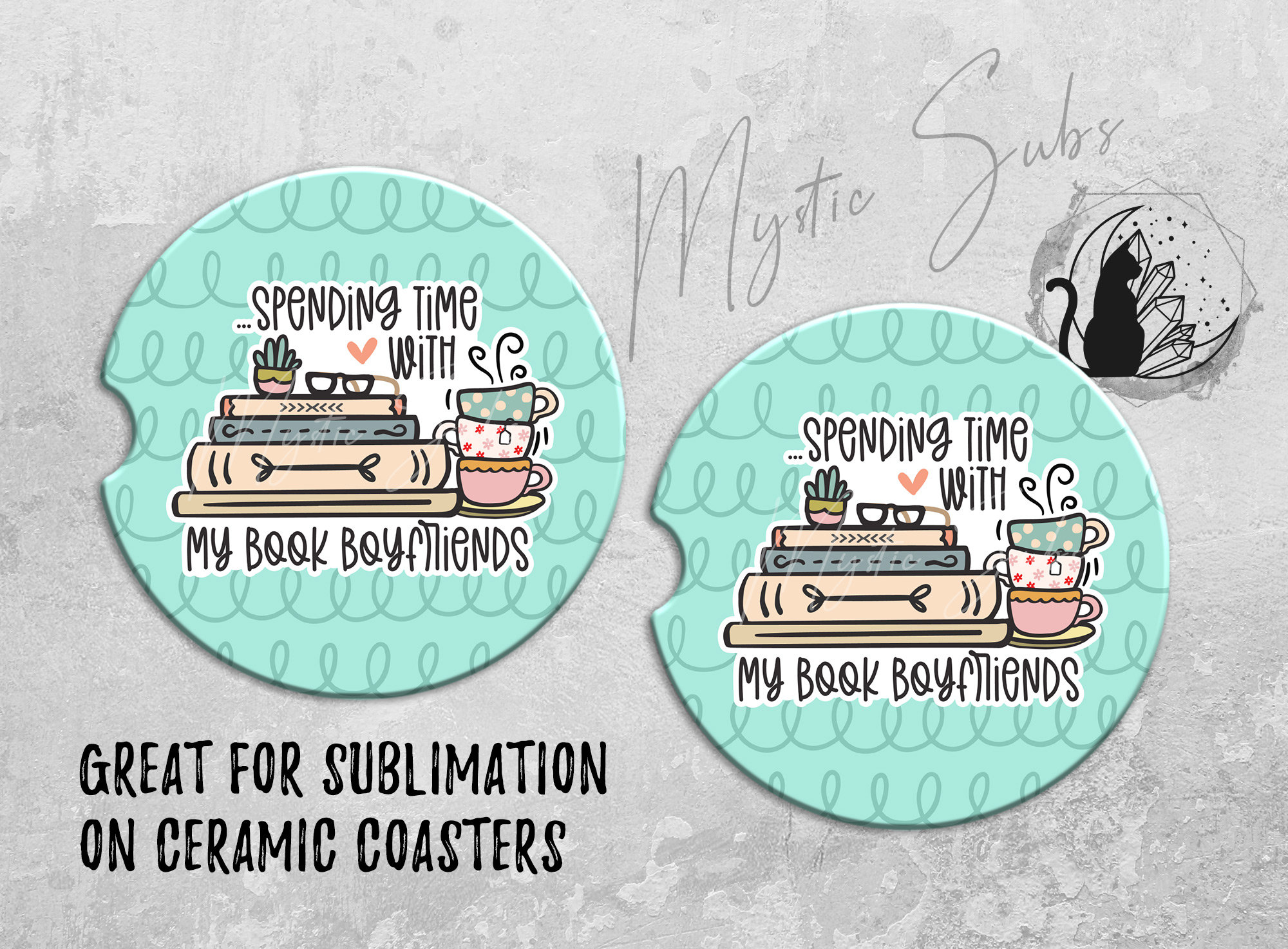 Book Coaster Png Bundle, Book Nerd Gift Coaster Design, Book Lover ...