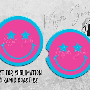 Happy Face Car Coaster Png Bundle, Smile Theme Coaster Designs, Funny ...