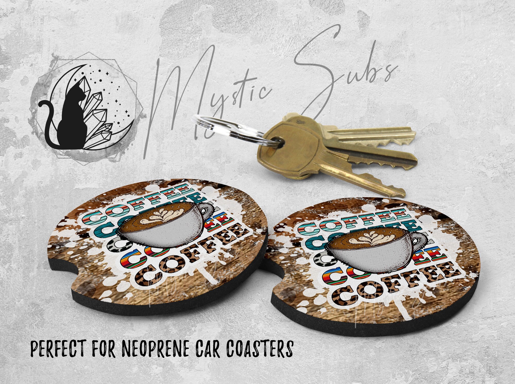 Coffee Car Coaster Png Bundle, Coffee Lover Coaster Designs, Iced ...