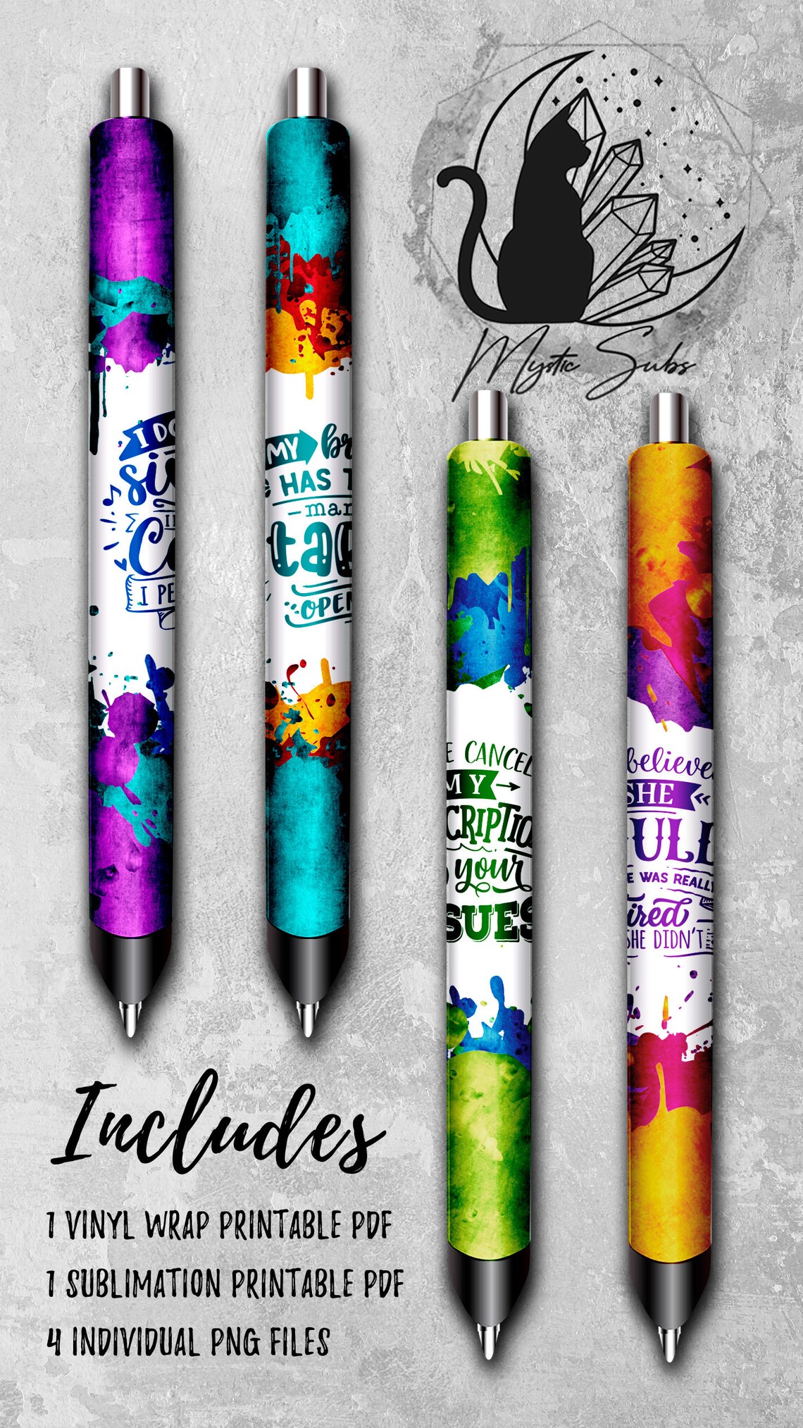Sarcastic Pen Wrap Png Bundle, Funny Vinyl Pen Wrap Designs, Snarky ...
