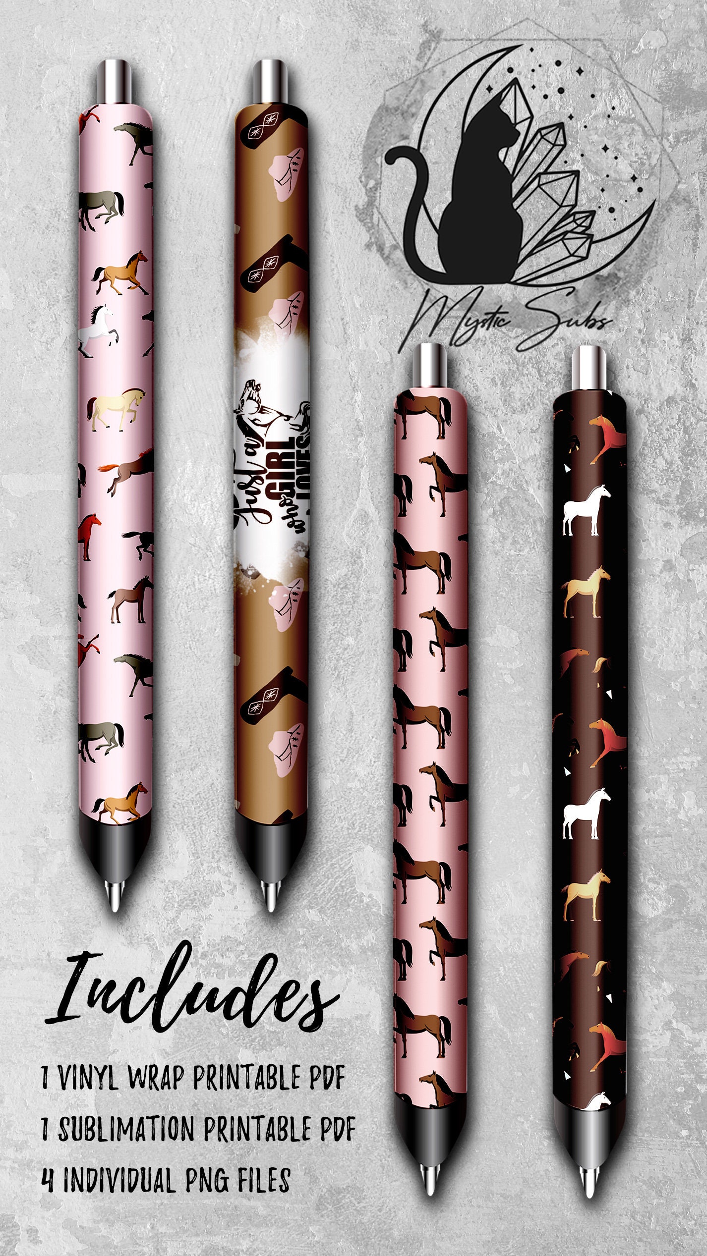 Horse Pen Wrap Png Bundle, Horse Lover Vinyl Pen Wrap Design, Cowgirl ...