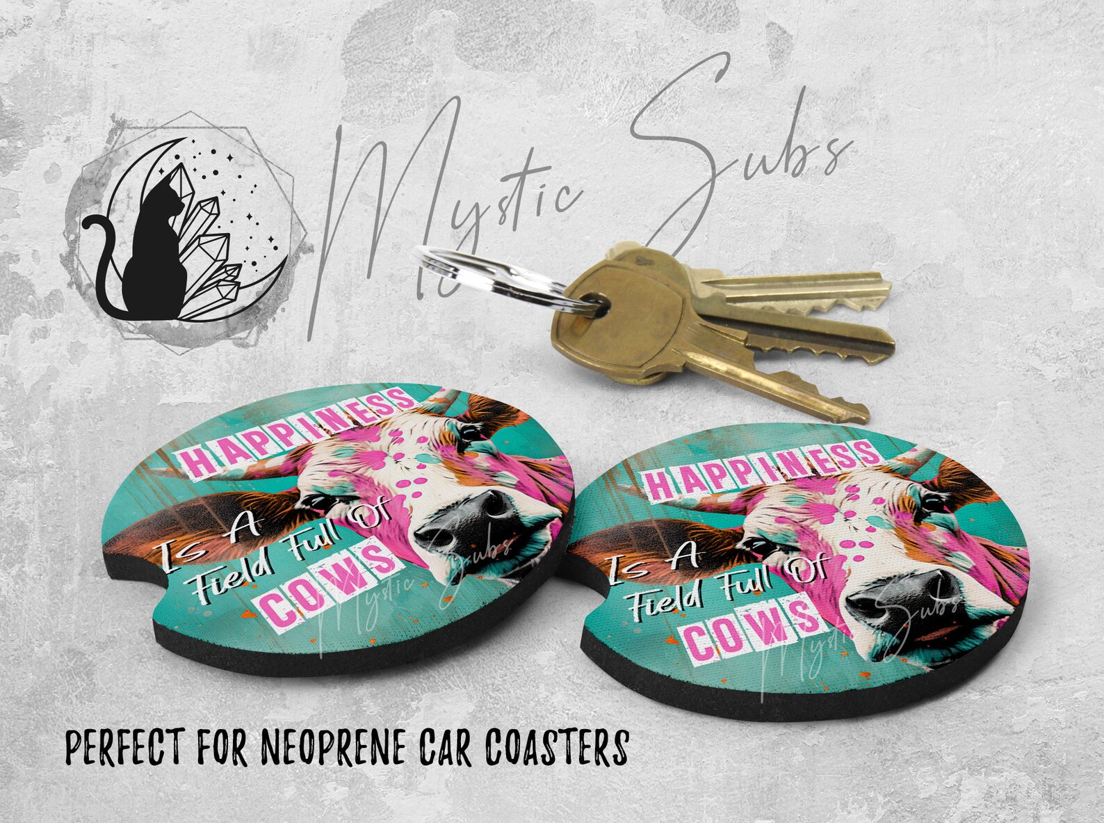 Cow Car Coaster Png Bundle, Heifer Theme Coaster Designs, Farmer ...