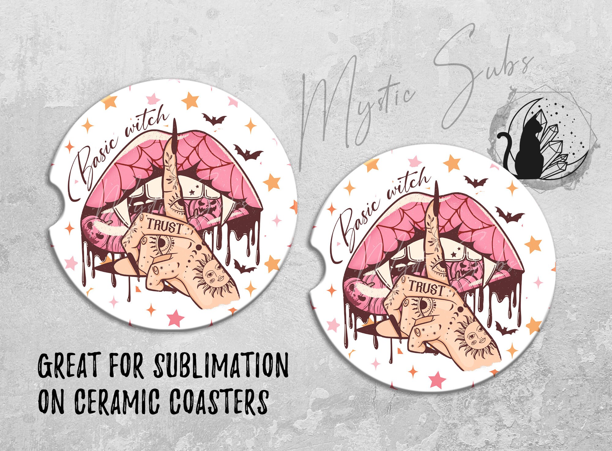 Halloween Car Coaster Png Bundle Witch Coaster Designs Retro - Etsy