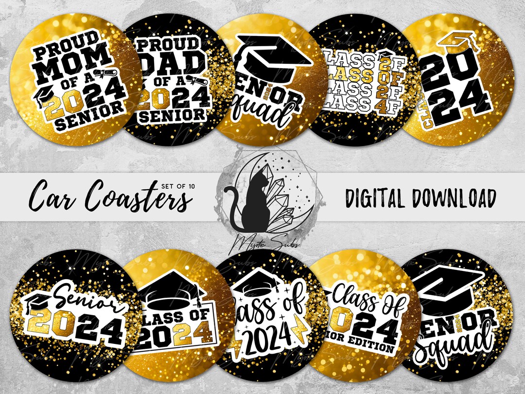 Graduation Car Coaster Png Bundle, 2024 Grad Coaster Designs, Class of ...