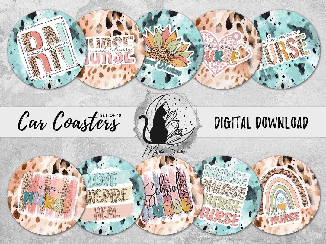 Nurse Car Coaster Png Bundle, Registered Nurse Coaster Designs ...