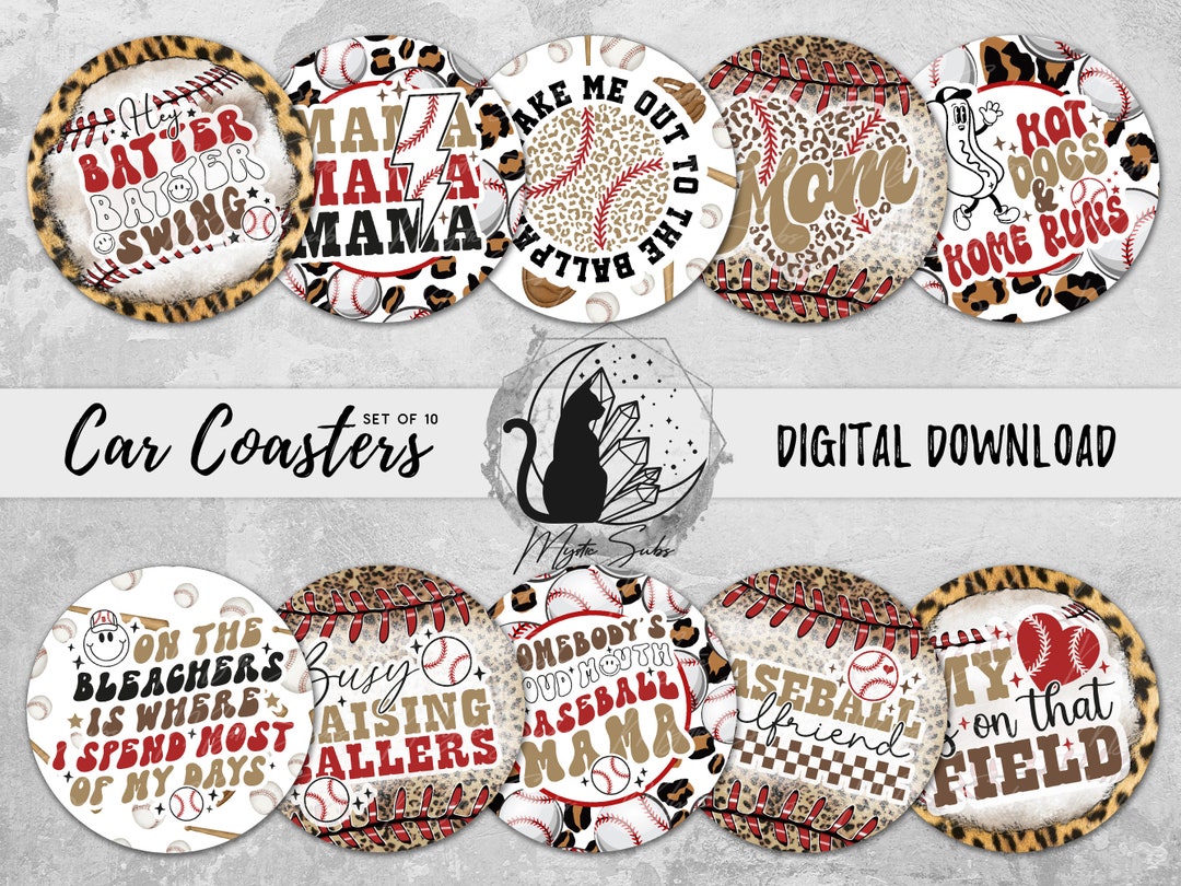 Baseball Car Coaster Png Bundle, Batter Swing Coaster Designs, Sassy ...