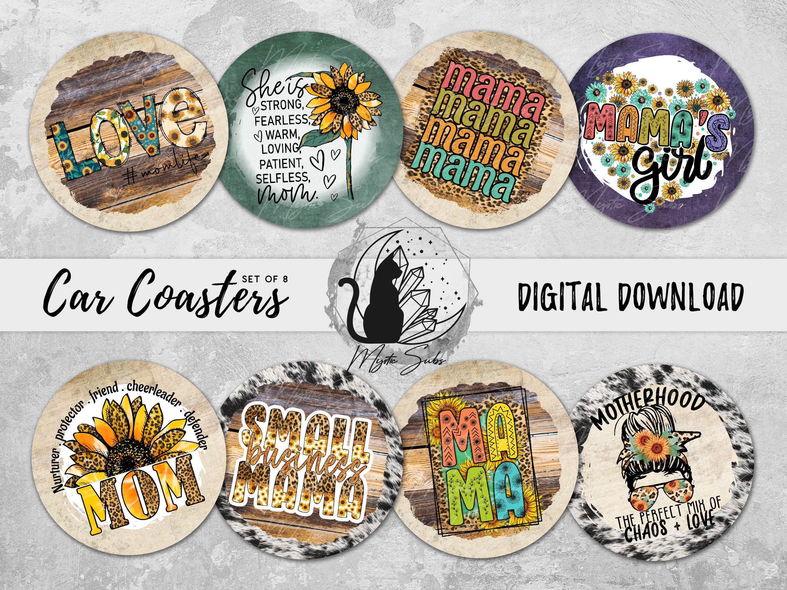 Mom Car Coaster Png Bundle Mama Coaster Designs Mother - Etsy