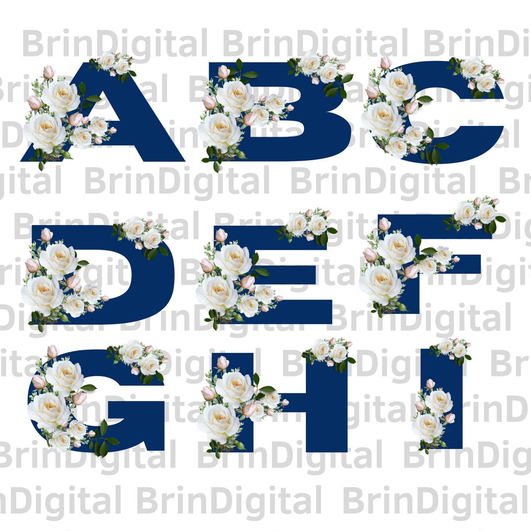 PNG Monogram Roses Alphabet, A to Z Bundle - Etsy