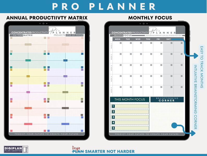 Printable Planner Pro Planner Deep Productivity Focus Work Student ...