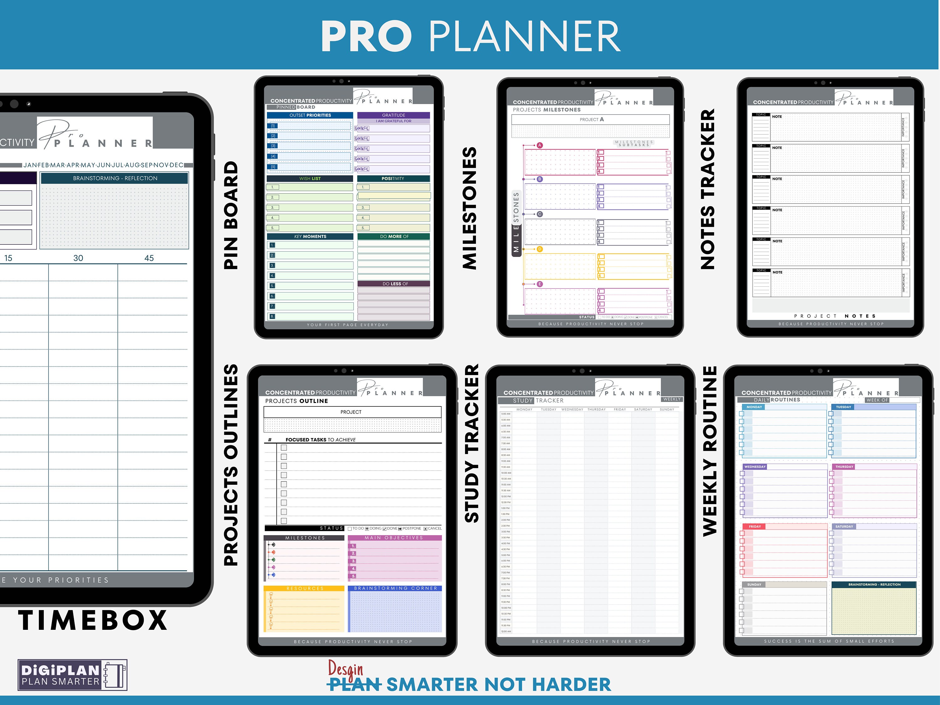 Printable Planner Pro Planner Deep Productivity Focus Work Student ...