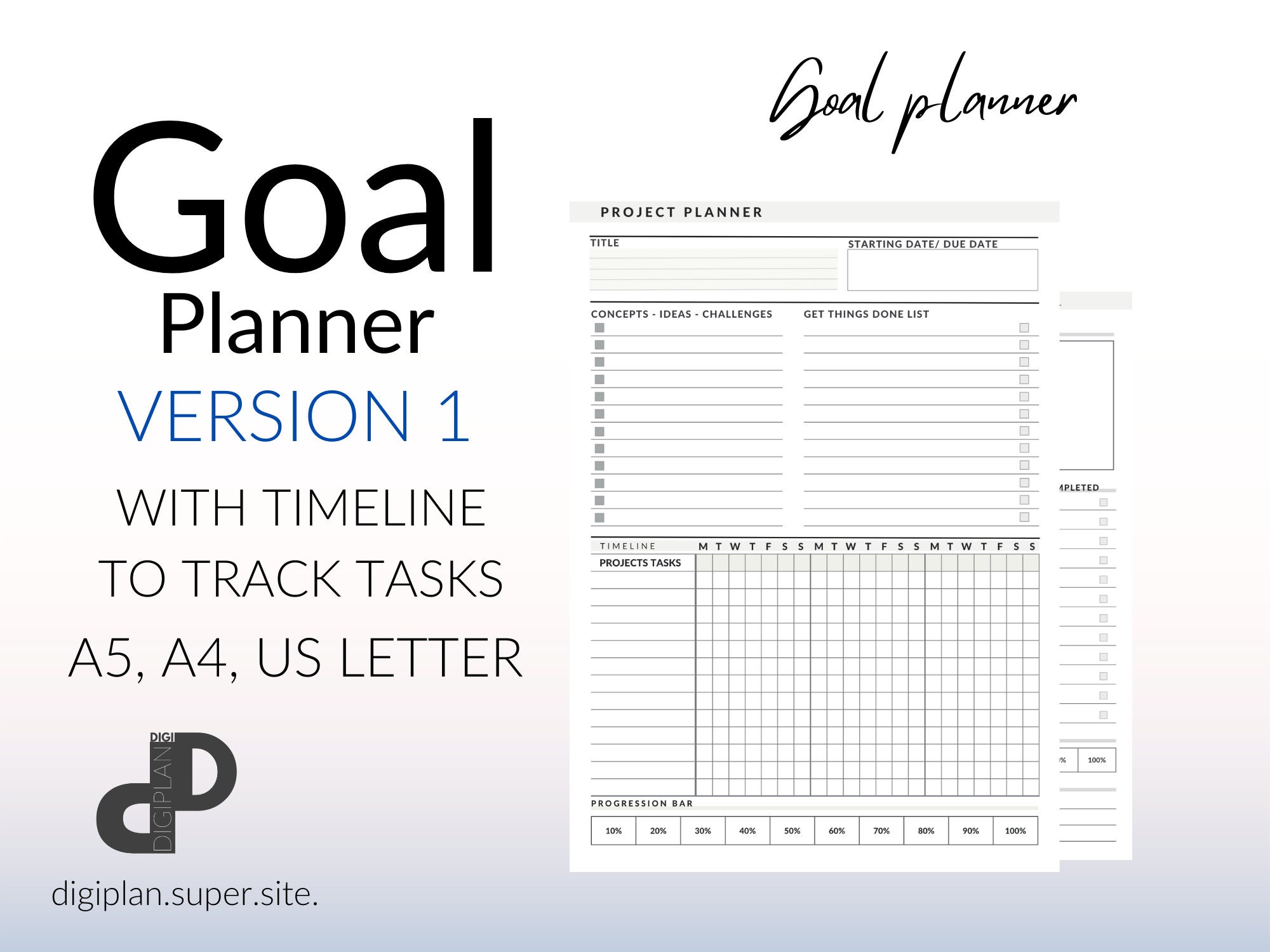 Digital Planner Printable Planner Project Tracker Productivity Planner ...