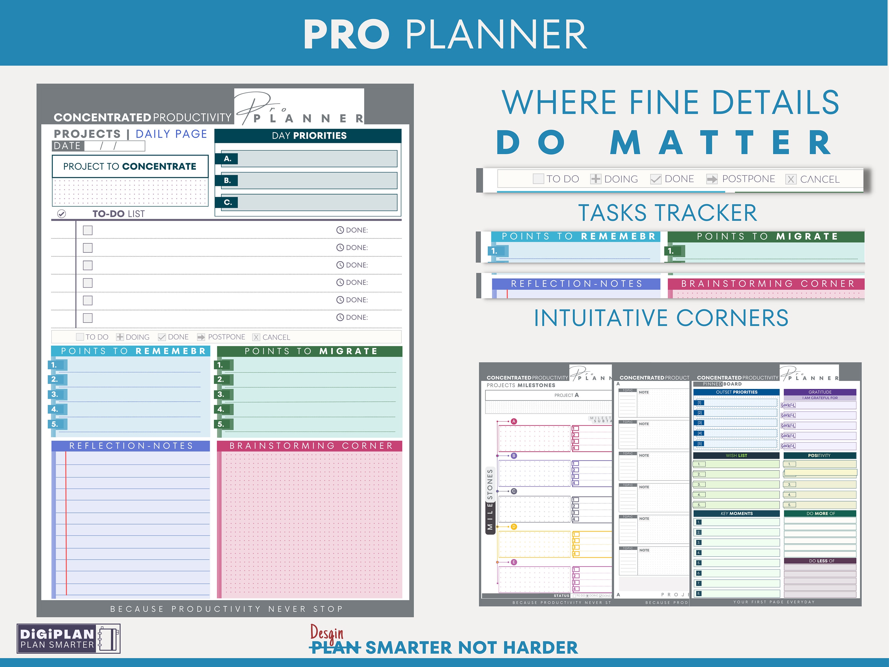 Printable Planner Pro Planner Deep Productivity Focus Work Student ...