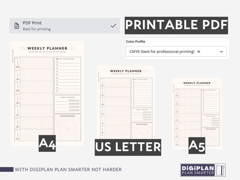 ADHD Weekly Planner Printable Productivity Planner Habits - Etsy