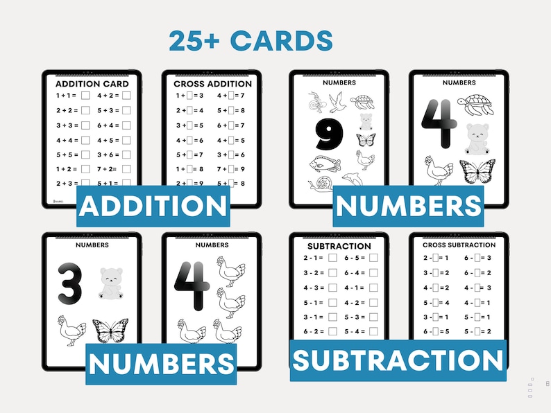 Suma y resta Números imprimibles Año 1 Tarjetas de calentamiento de ...