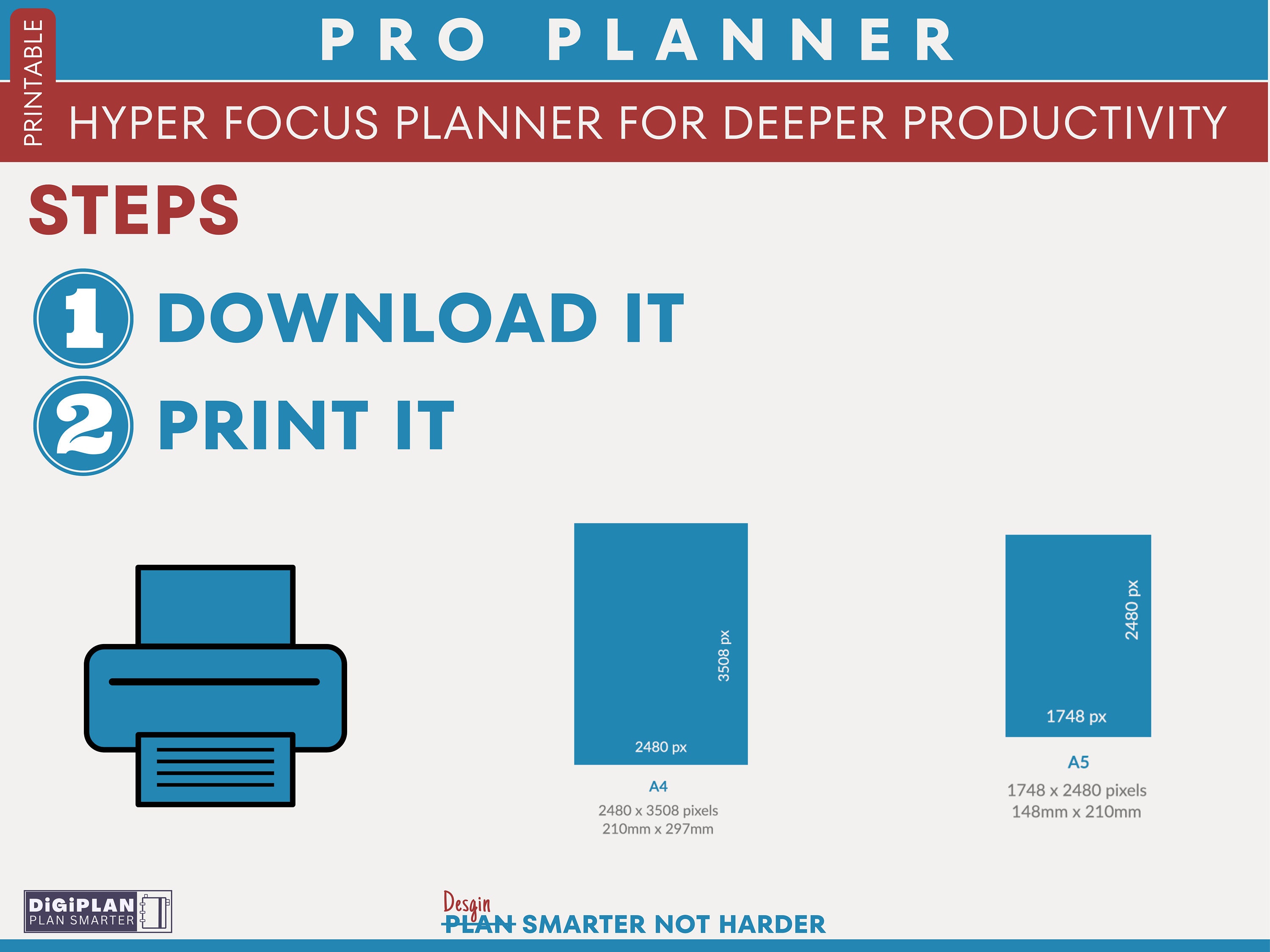 Printable Planner Pro Planner Deep Productivity Focus Work Student ...