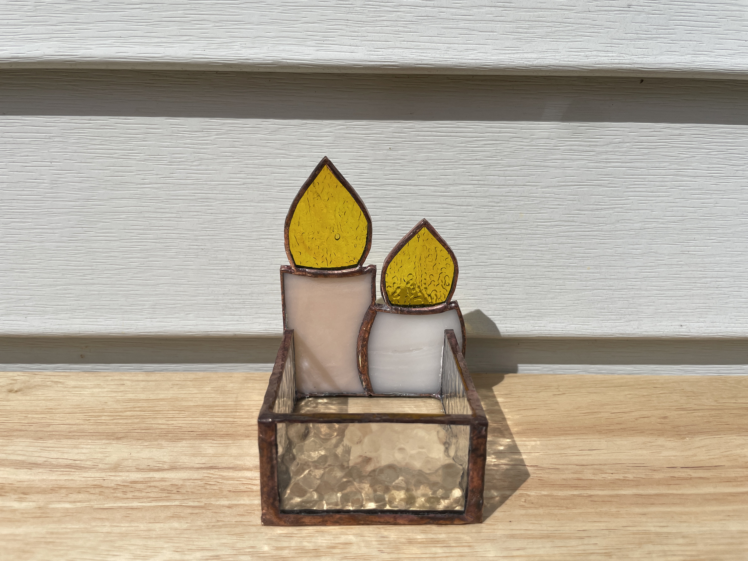 Two Candles Stained Glass Candle Holder, Stained Glass Tealight Holder ...