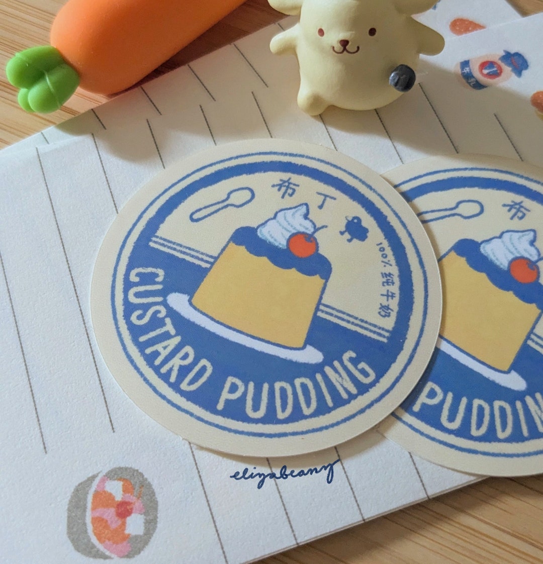 Custard Pudding Retro Milkcap Vinyl Sticker - Etsy