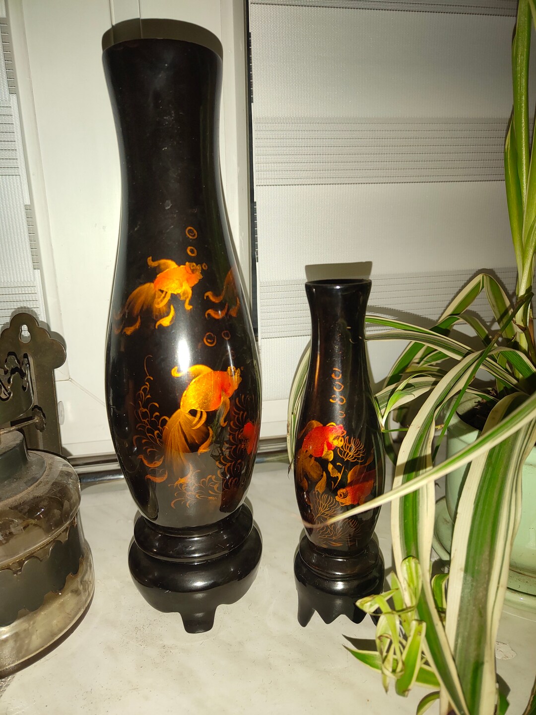 Vintage Antique Japanned Lacquerware Vase With Goldfish - Etsy