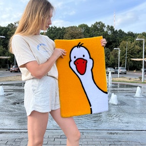 Handmade Funny Goose Rug | Custom Color Options | 100% Acrylic Yarn ...